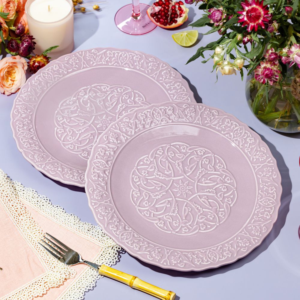 Eloise Embossed Dinner Plate- Set of 2 – Pink Palette Stationery