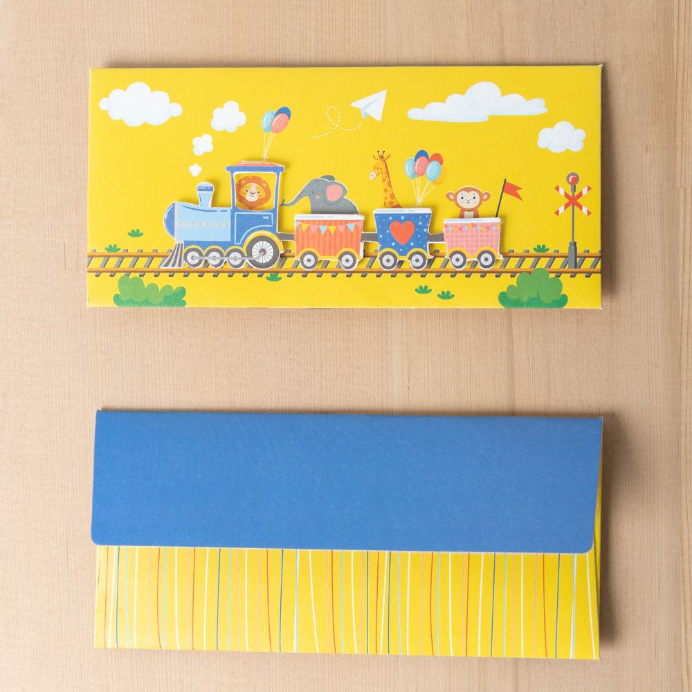 3D Train Kids Envelope- Set of 50 – Pink Palette Stationery